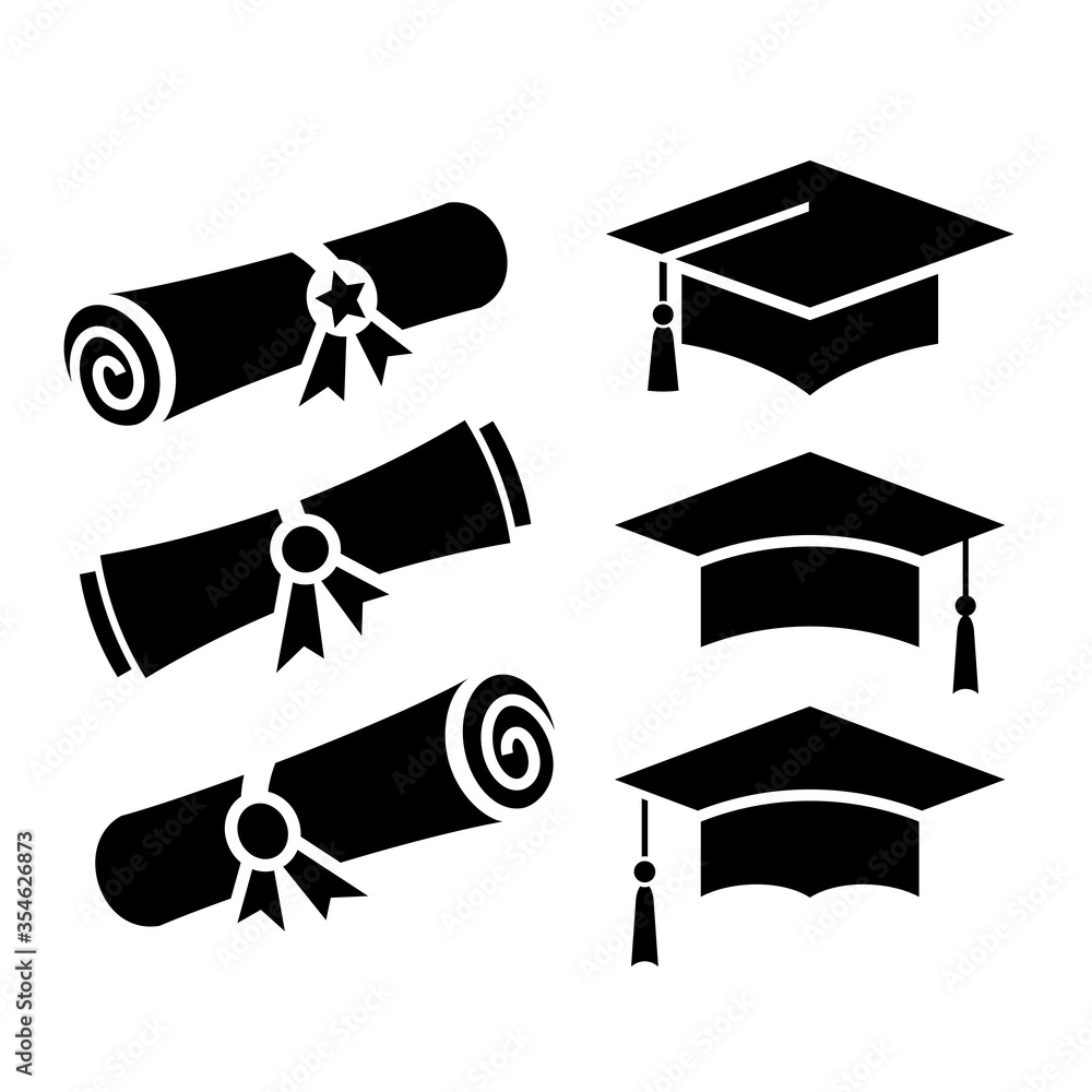 Graduation hat and diploma vector icon Stock Vector | Adobe Stock Graduation hat and diploma vector icon Stock Vector | Adobe Stock