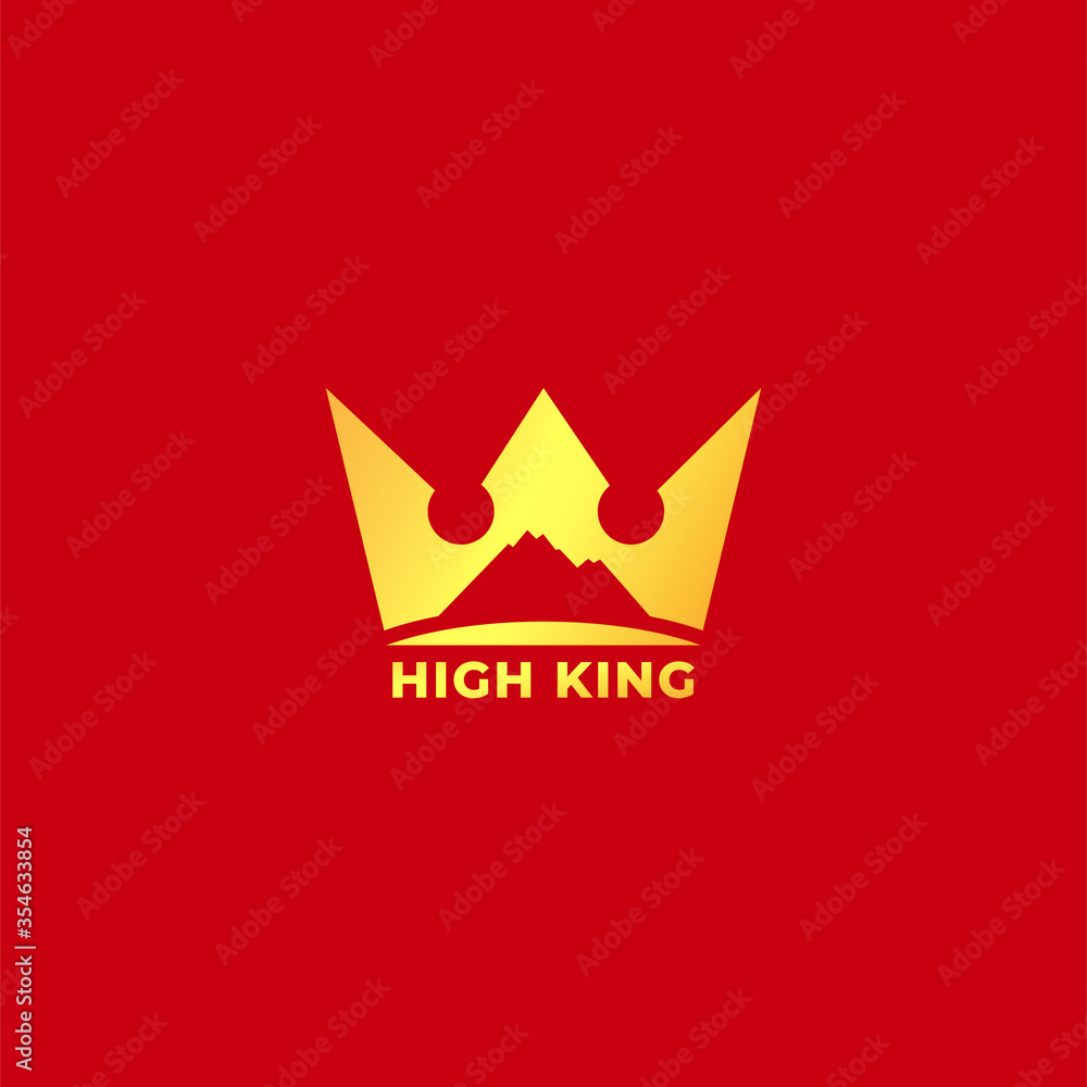 Gold High King logo vector illustration isolated on red color ...