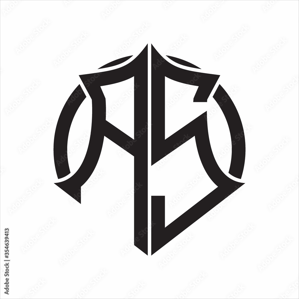 AS Logo monogram with emblem and circle rounded design template on ...