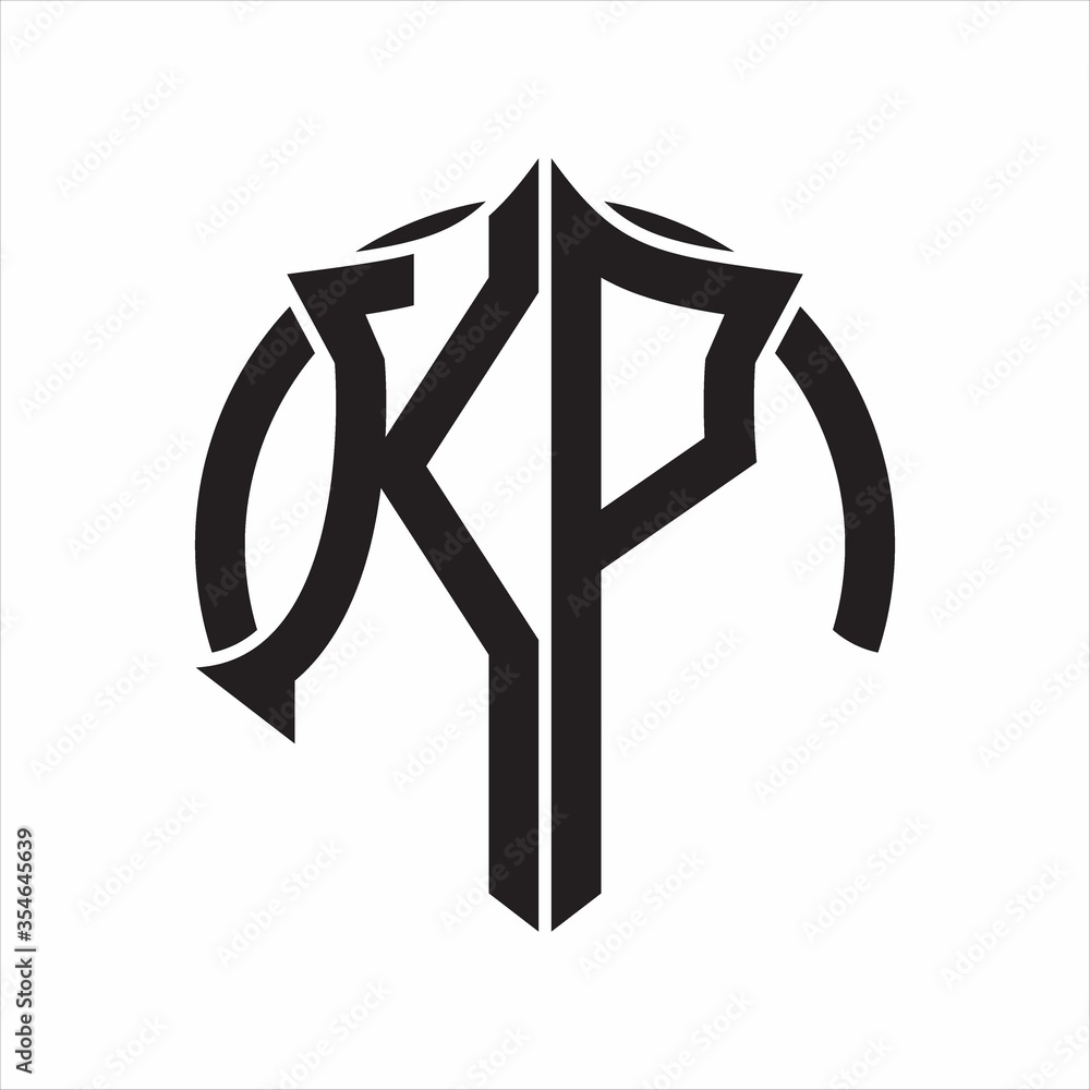 KP Logo monogram with emblem and circle rounded design template on ...