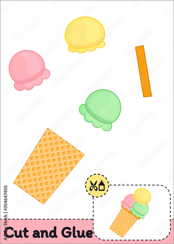 Cut Ice Cream Worksheets