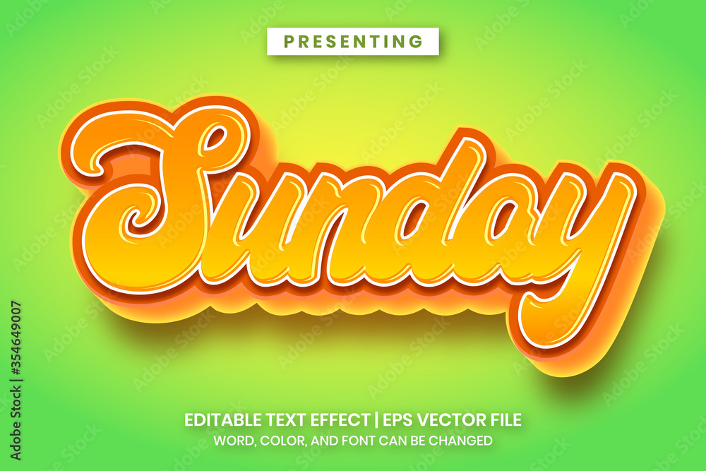 Sunday - custom font effect with modern 3d design, gradient font ...