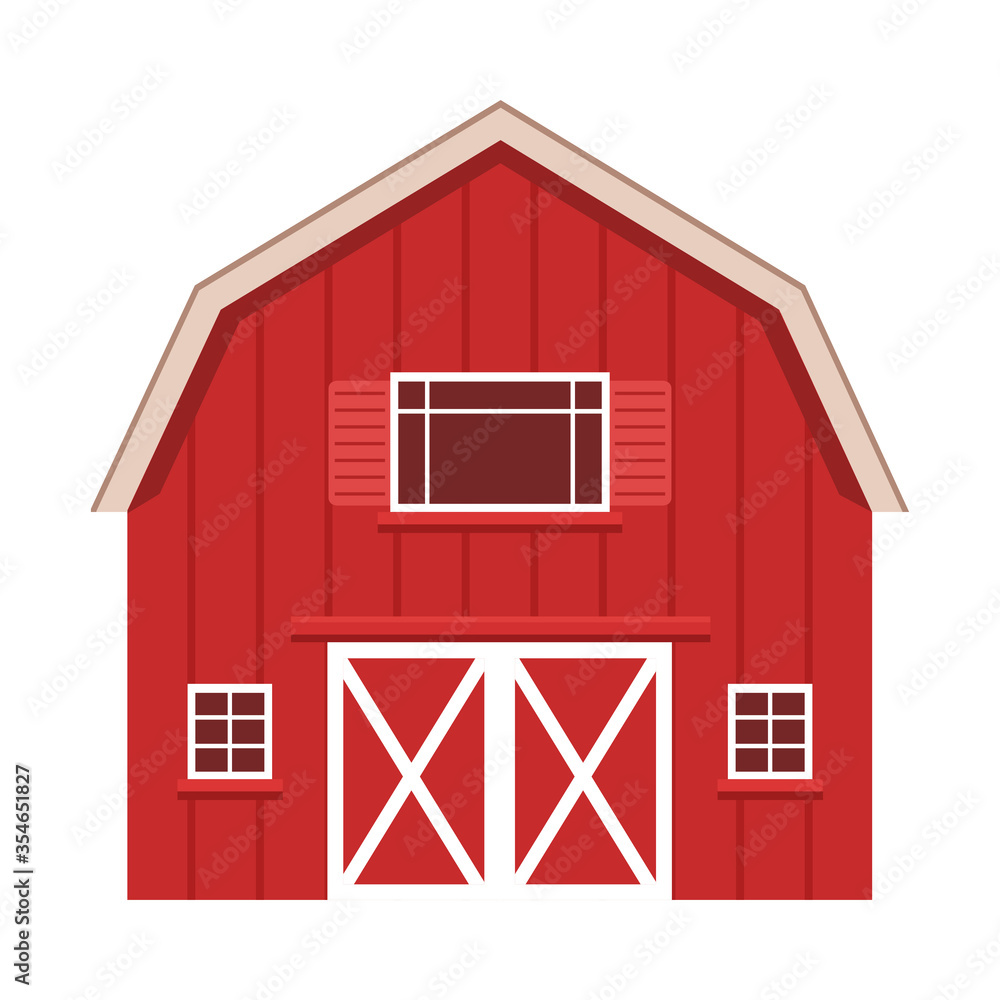 Cartoon barn on white background Stock Vector | Adobe Stock