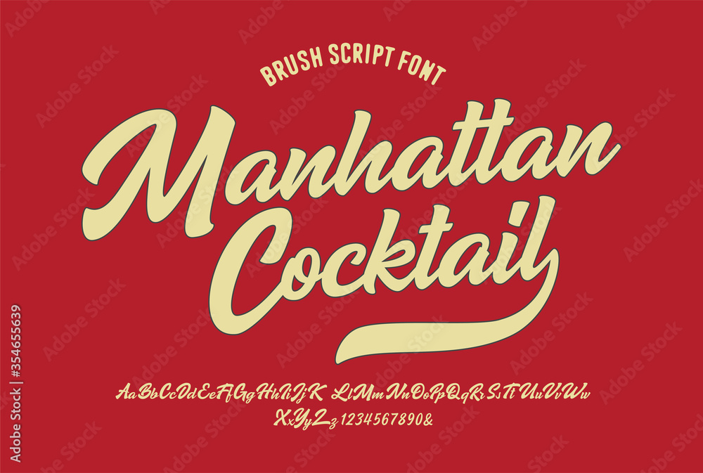 "Manhattan Cocktail" Original Brush Script Font. Retro Typeface. Vector ...