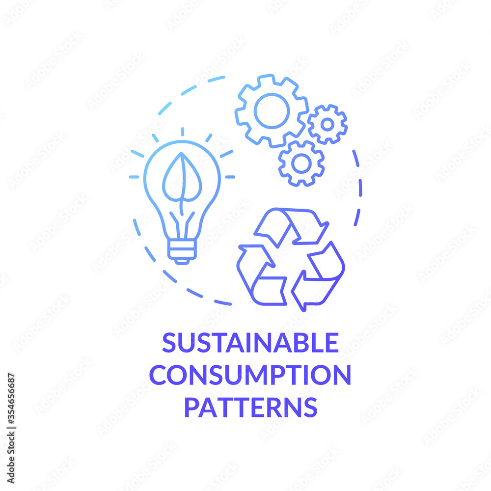 Sustainable consumption pattern blue gradient concept icon. Eco ...