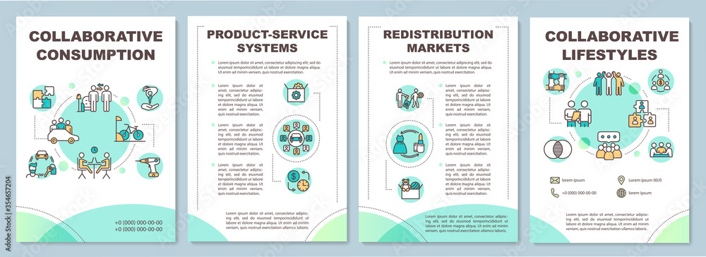 Collaborative consumption types brochure template. Peer to peer economy ...