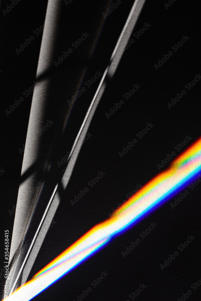 Black futuristic shadows and bright light refraction glow effect with ...