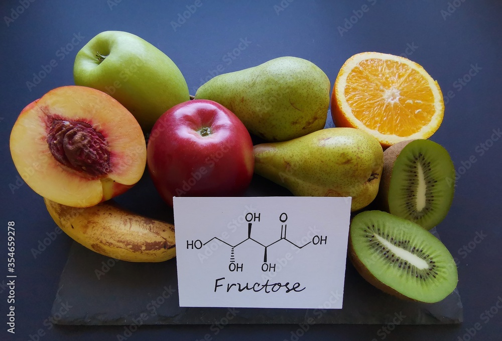 Structural chemical formula of fructose with fresh, low-fructose and ...