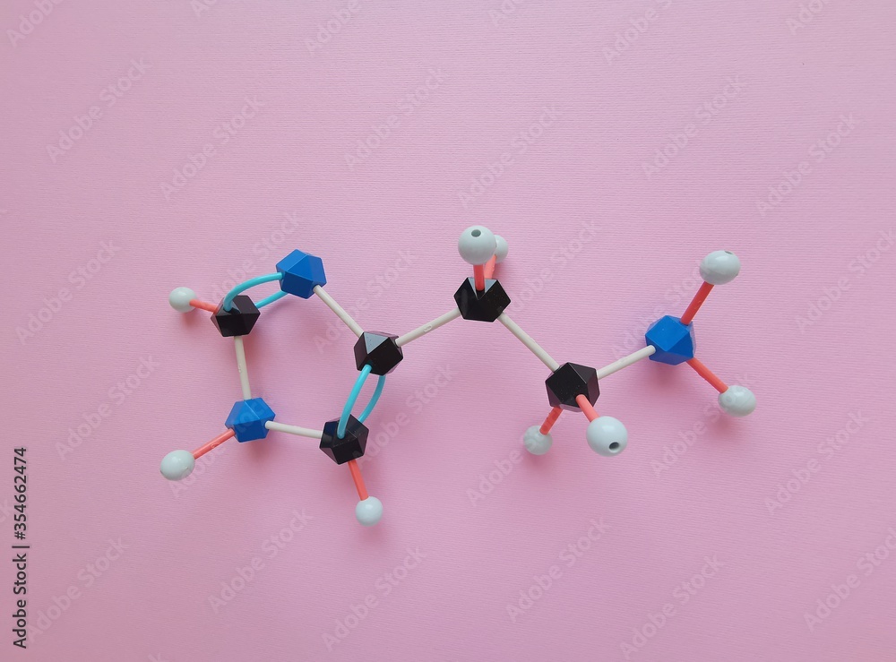 Molecular structure model of histamine molecule. Histamine is an ...