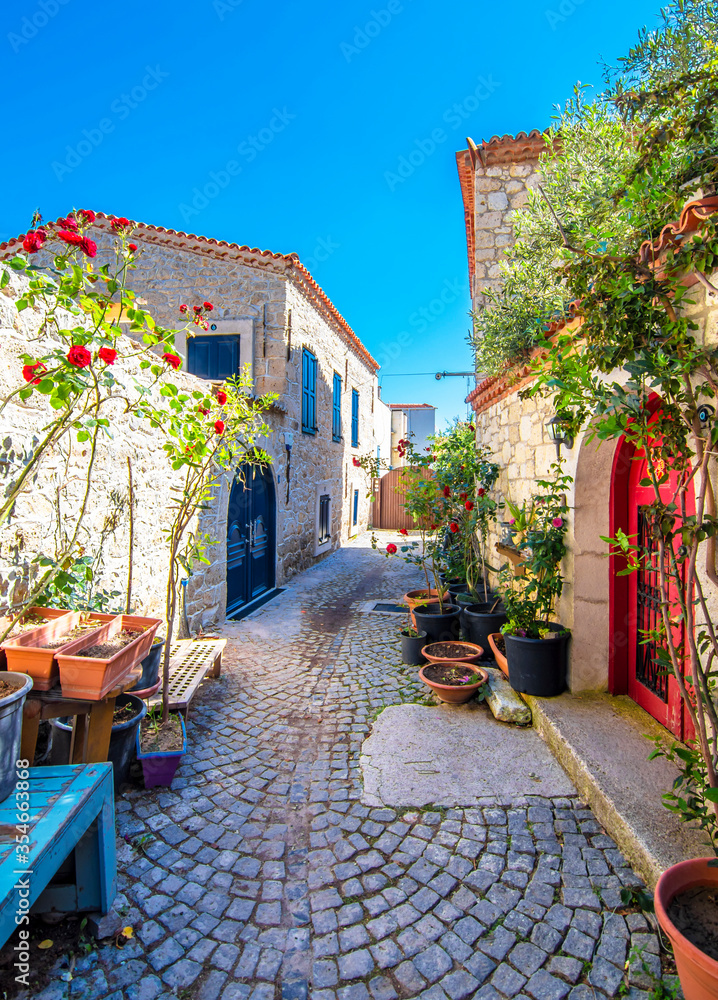 Alacati street view in Alacati Town. Alacati is populer historical ...