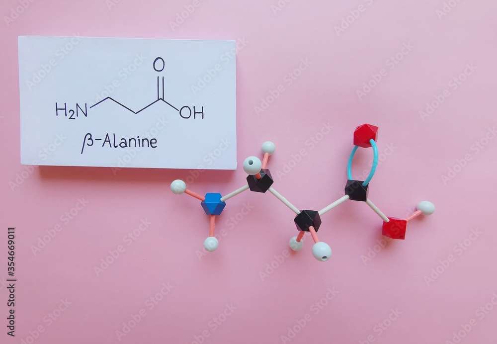 Molecular structure model and structural chemical formula of beta ...