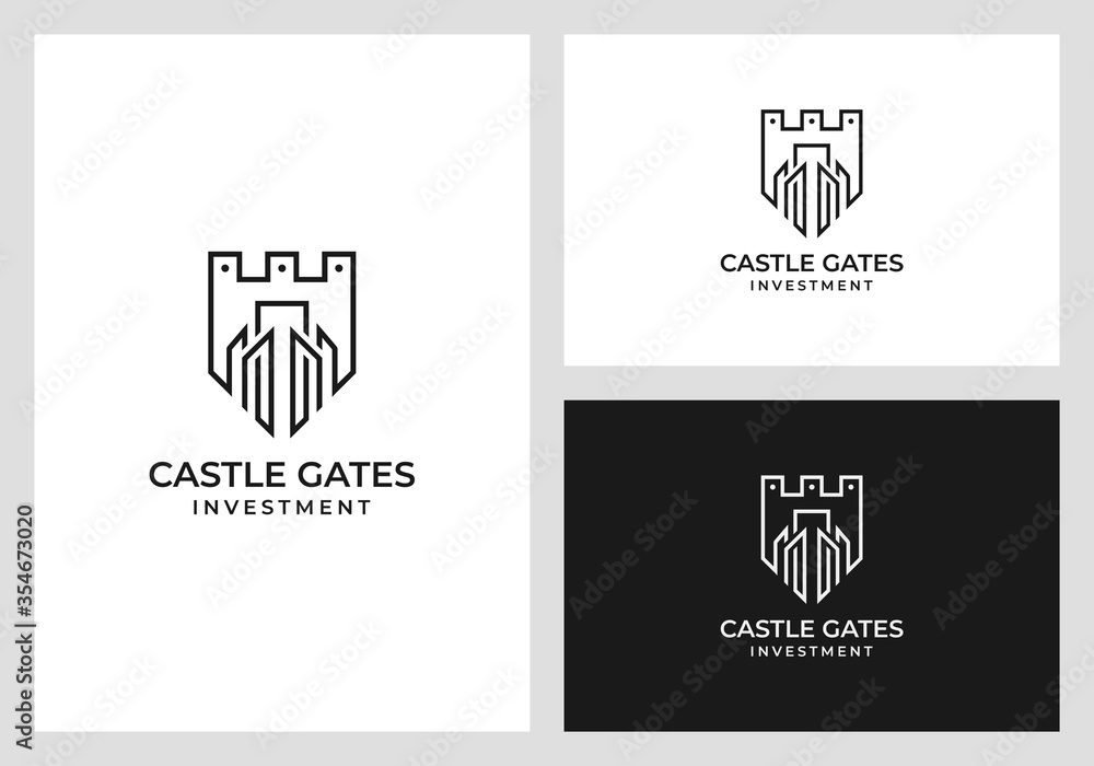 castle logo design in line art style premium vector Stock Vector ...