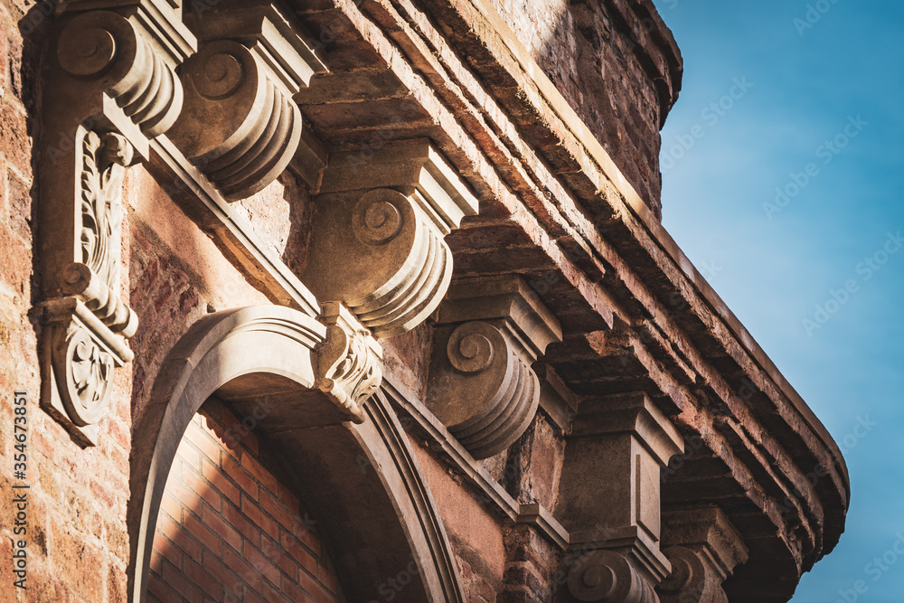Neoclassical capital on a cornice Stock Photo | Adobe Stock