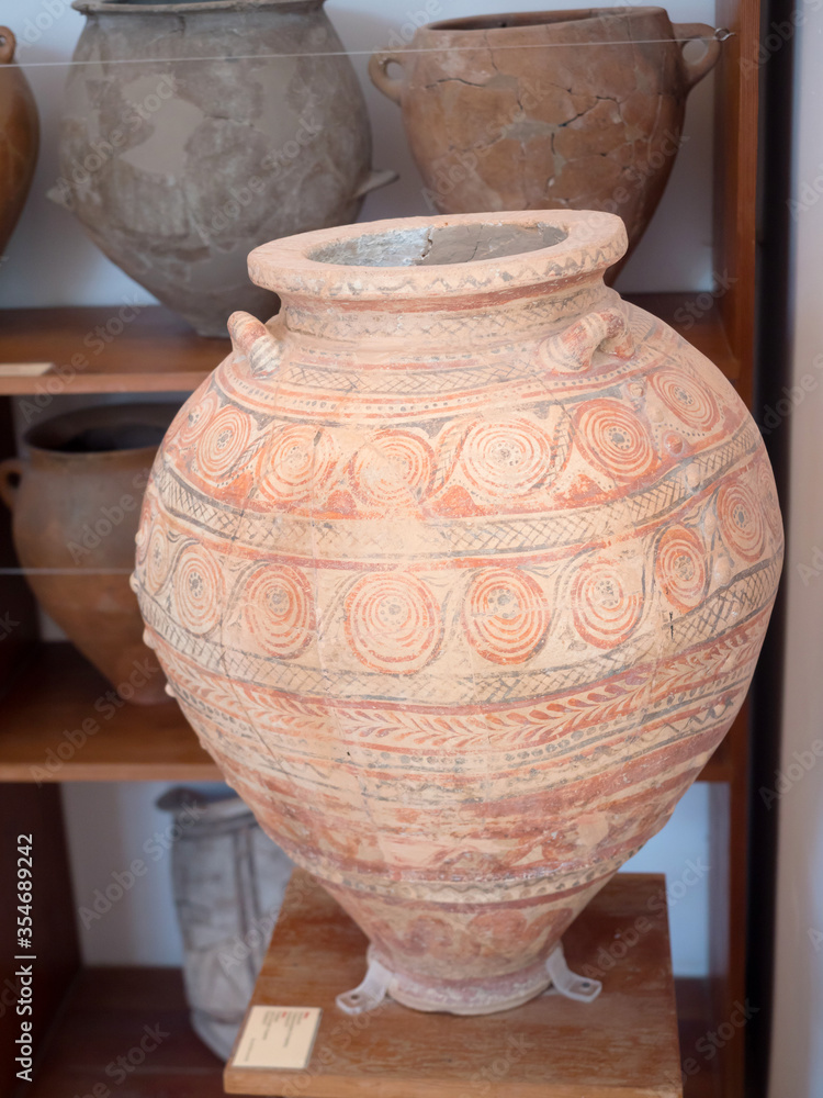 Ancient greek exhibits of the museum in Milos Stock Photo | Adobe Stock