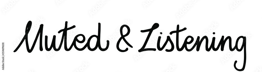 Vetor do Stock: Muted and listening hand drawn text. Lettering design ...