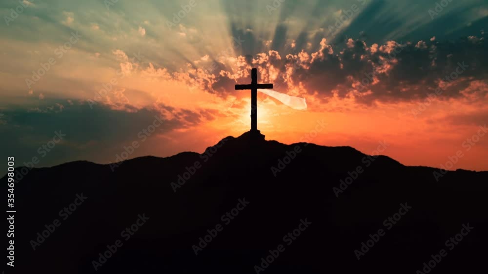 Jesus Cross - The Holy Cross of Christ on top of a sunny hill Stock ...