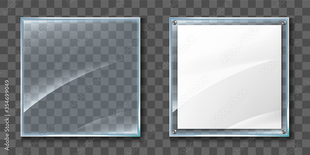Mock up glass display. Blank poster in realistic glass frame isolated ...