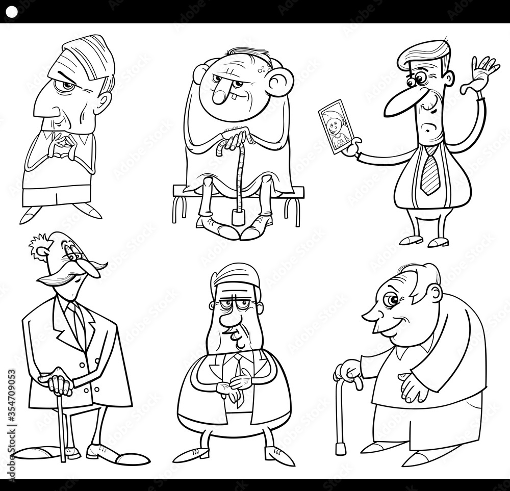 cartoon seniors people character set Stock Vector | Adobe Stock