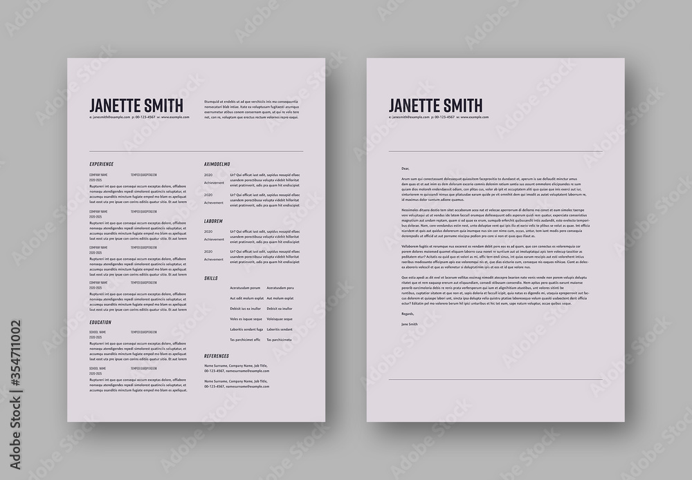 Light Resume Layout Stock Template | Adobe Stock