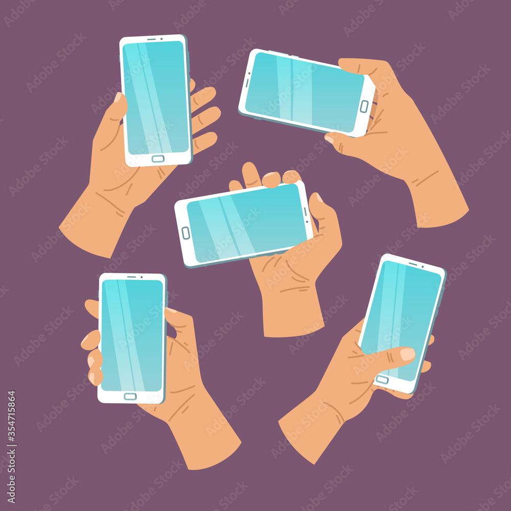 Cartoon hand and mobile phone Stock Vector | Adobe Stock
