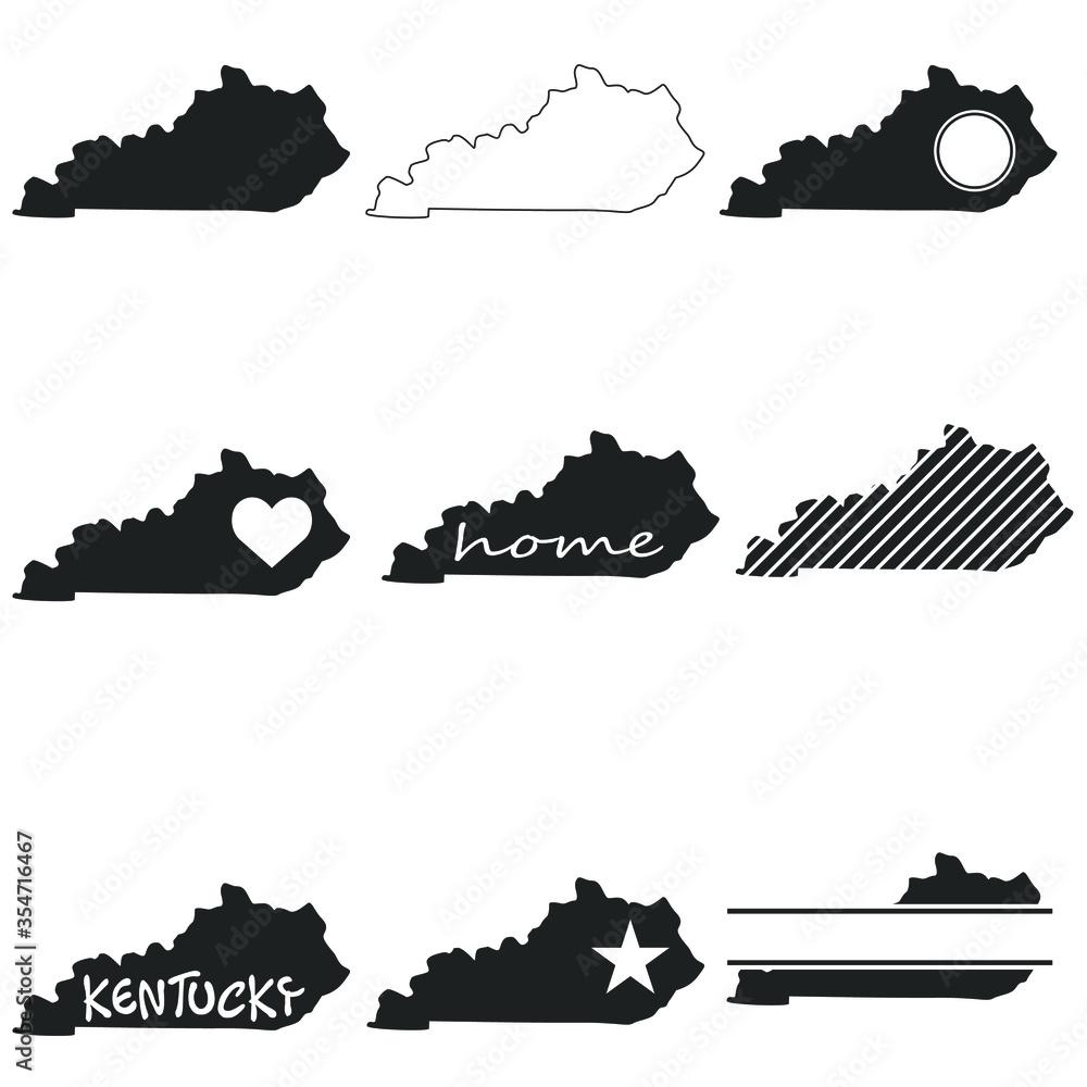 Kentucky Map. Symbol Icon Set. Flat Vector Art Design. Clip Art Logo ...