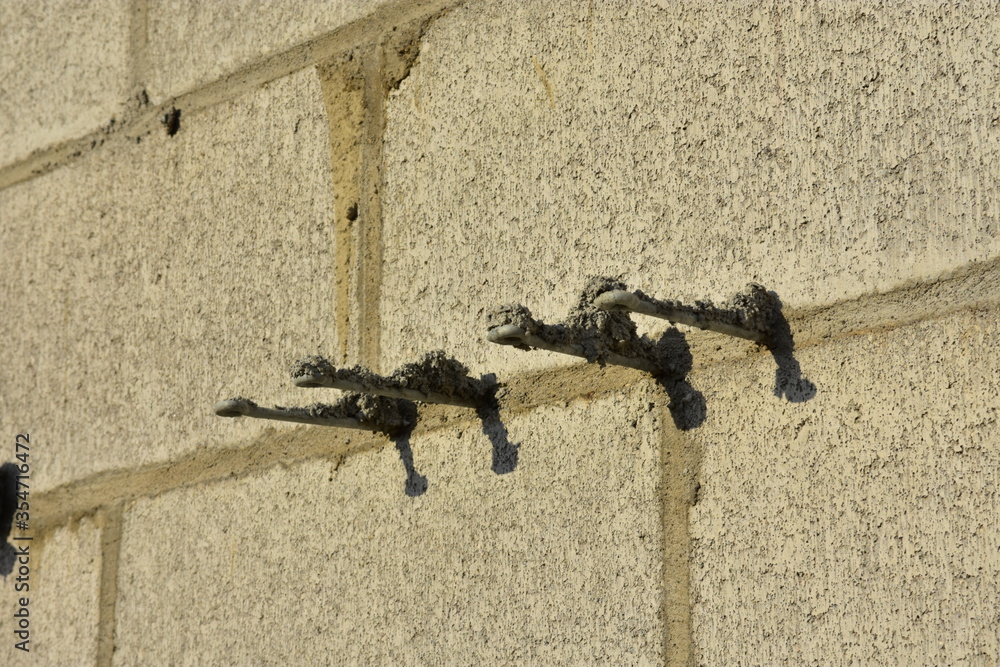 Concrete block and steel reinforcement used for walls for multi story ...