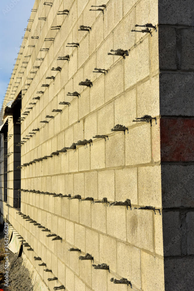 Concrete block and steel reinforcement used for walls for multi story ...