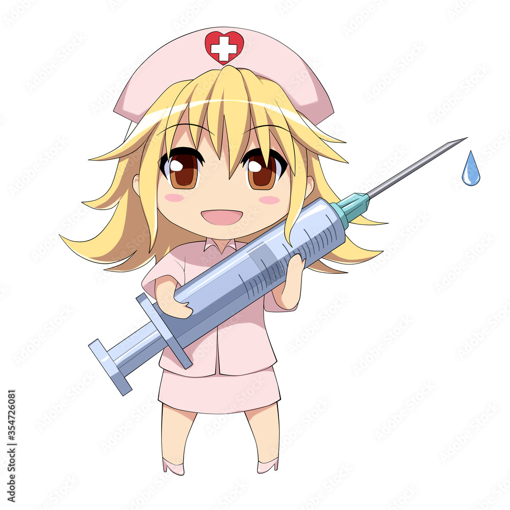 Cute anime nurse with syringe Stock Illustration | Adobe Stock