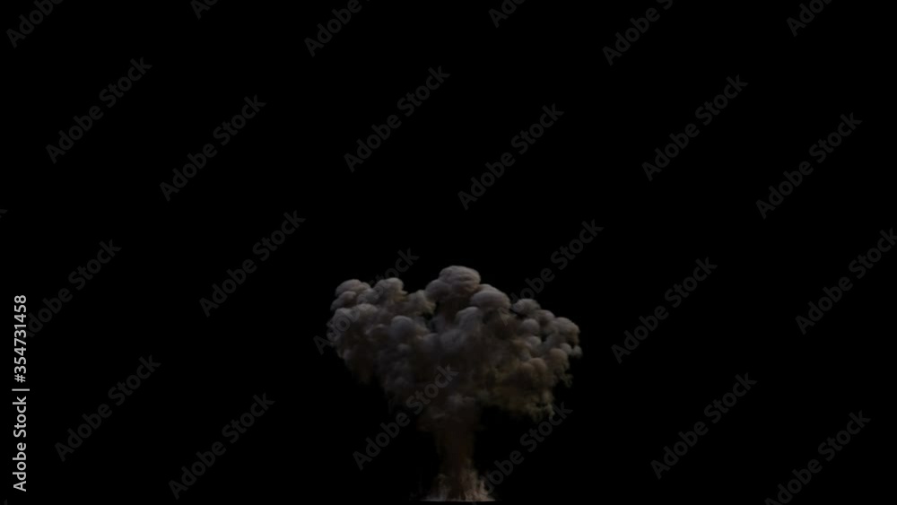 Massive energy explosion with smoke emission. An explosion with tongues ...