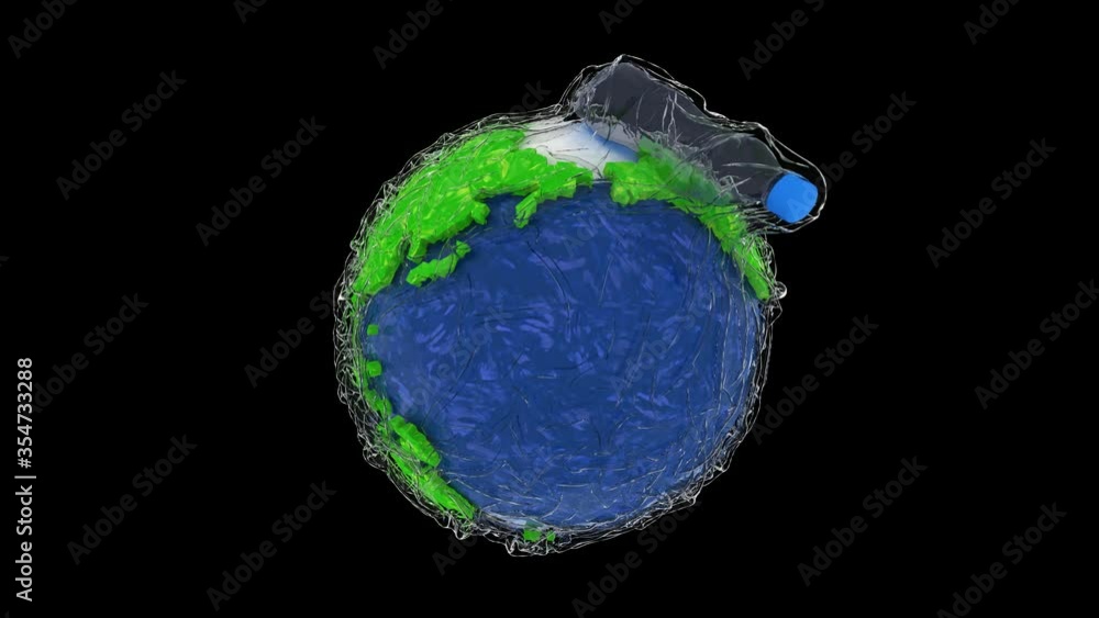 Planet Earth is wrapped in plastic wrap. Rotation around its axis, the ...