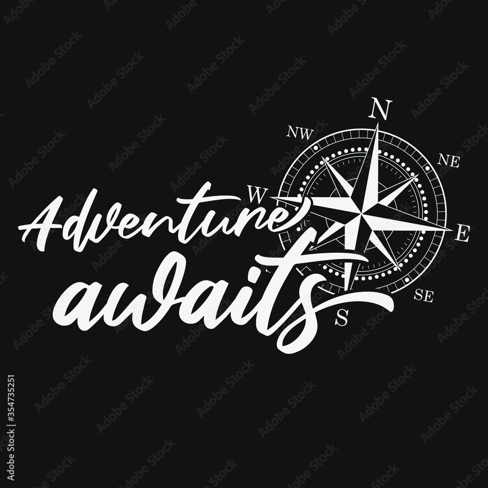 Compass Adventure Awaits. Expedition Cuttable Design Mountain. Logo ...