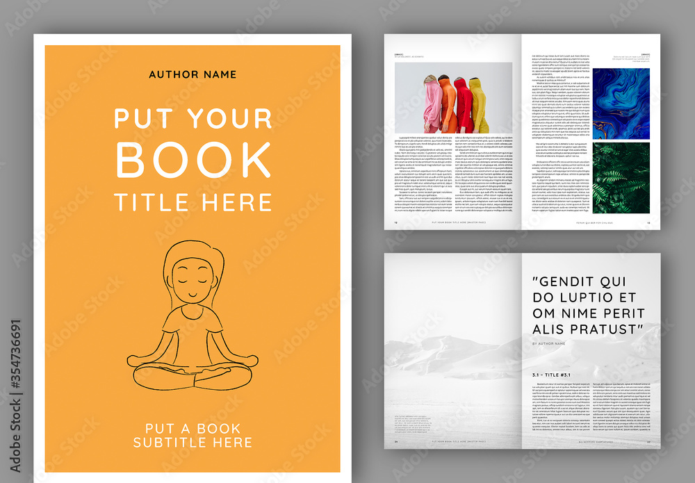 Book Layout with Yellow Accents Stock Template | Adobe Stock