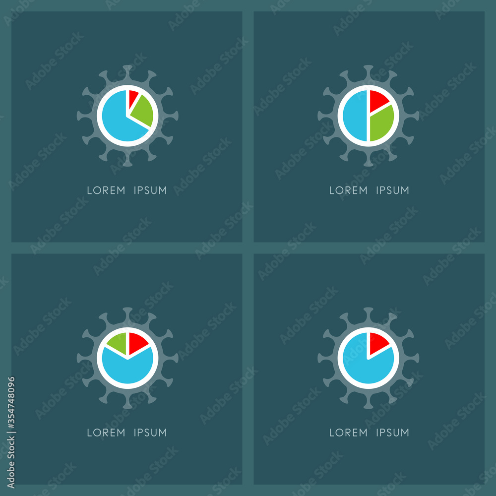 Covid-19 symbol set. Virus and chart, graph or diagram sign ...