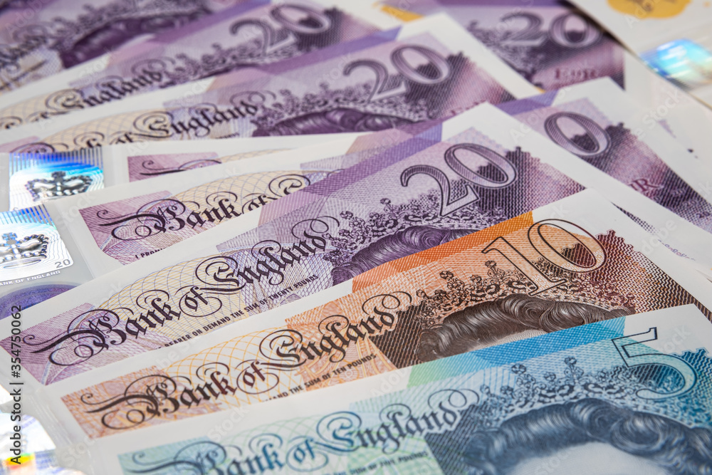 Sterling Pound banknotes which released by February 2020 in the United ...