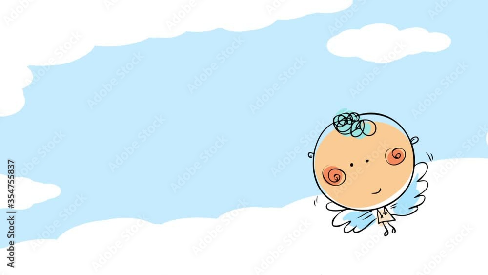 bouncy painting of a baby angel in heaven with cute red dimples and ...