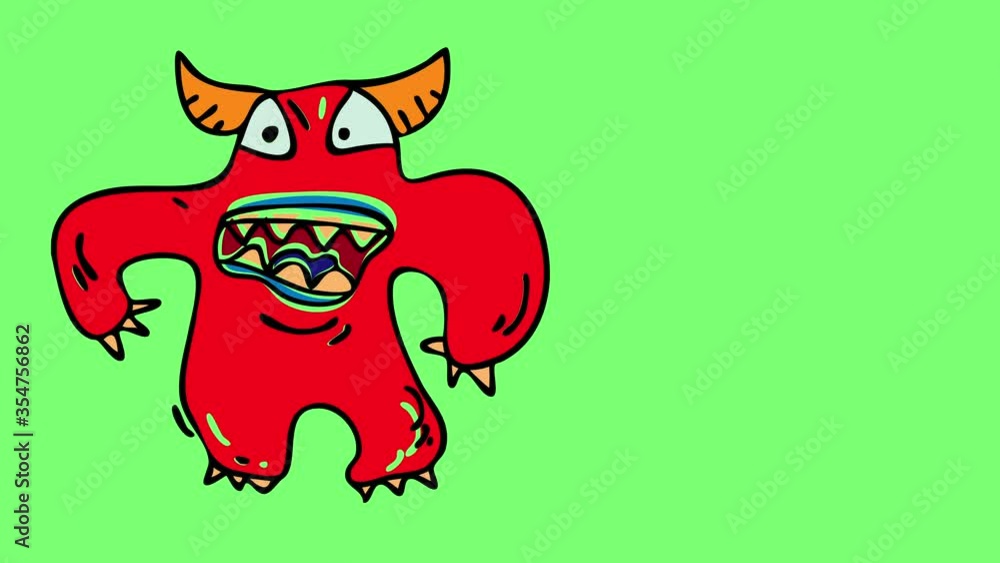 bulky red devil with the appearance of a monster with huge yellow fangs ...