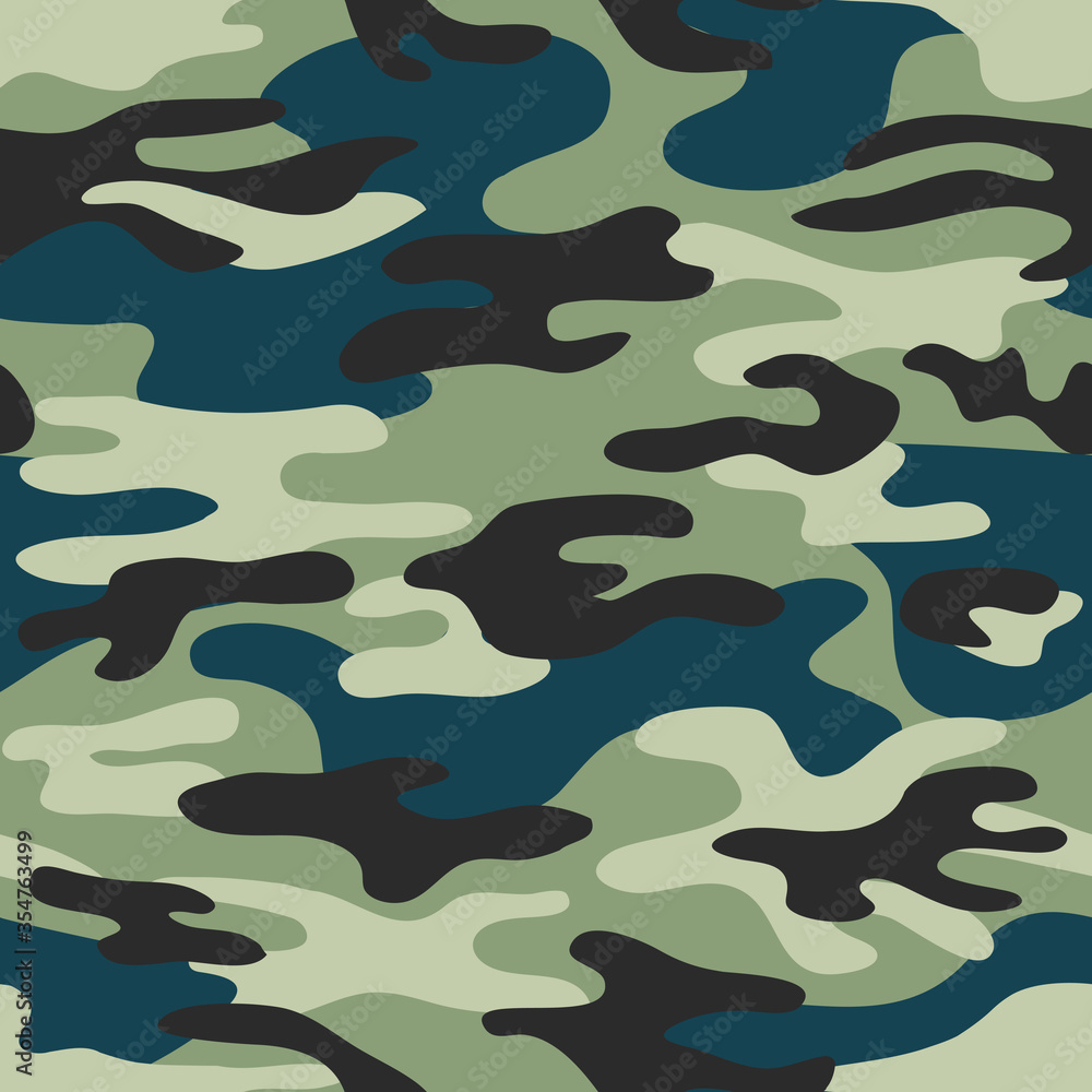 Seamless classic camouflage pattern. Camo fishing hunting vector ...