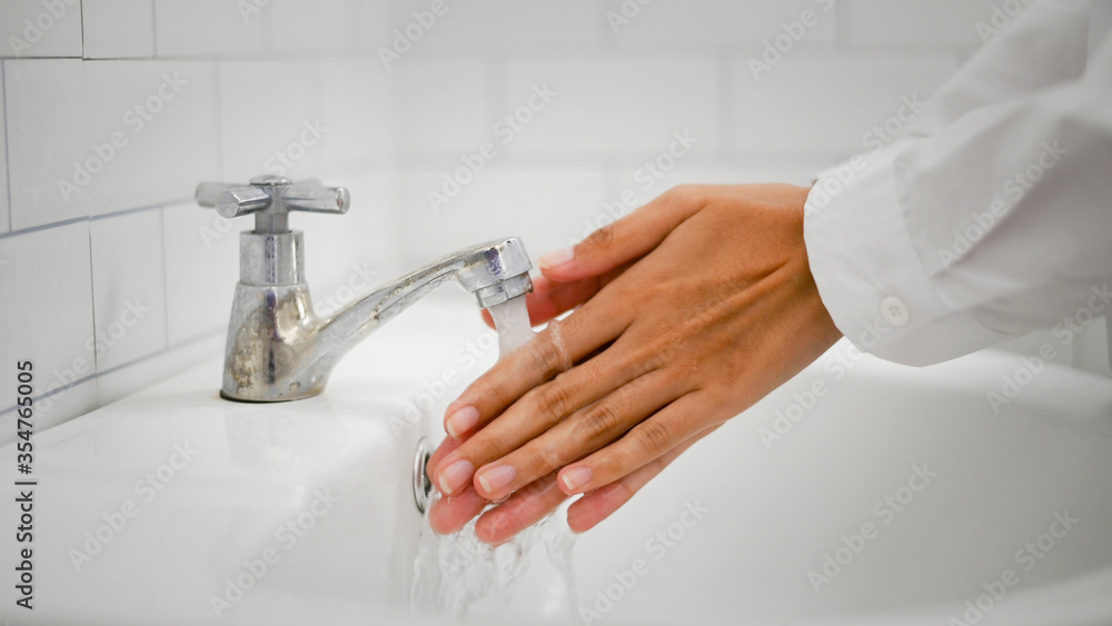 Coronavirus prevention washing hands with soap and hot water. Hand ...