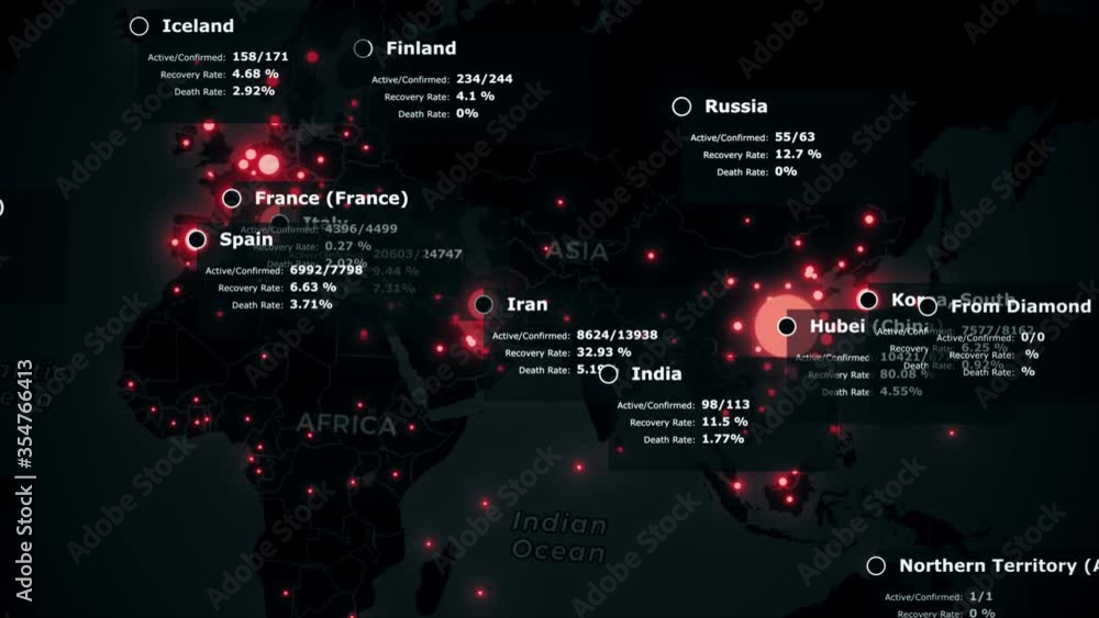 Coronavirus COVID19 pandemic world map. Epidemic spreads from wuhan ...