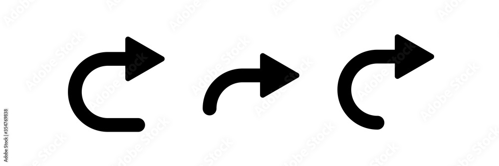 Round arrow icon simple set. Right circle vector isolated illustration ...