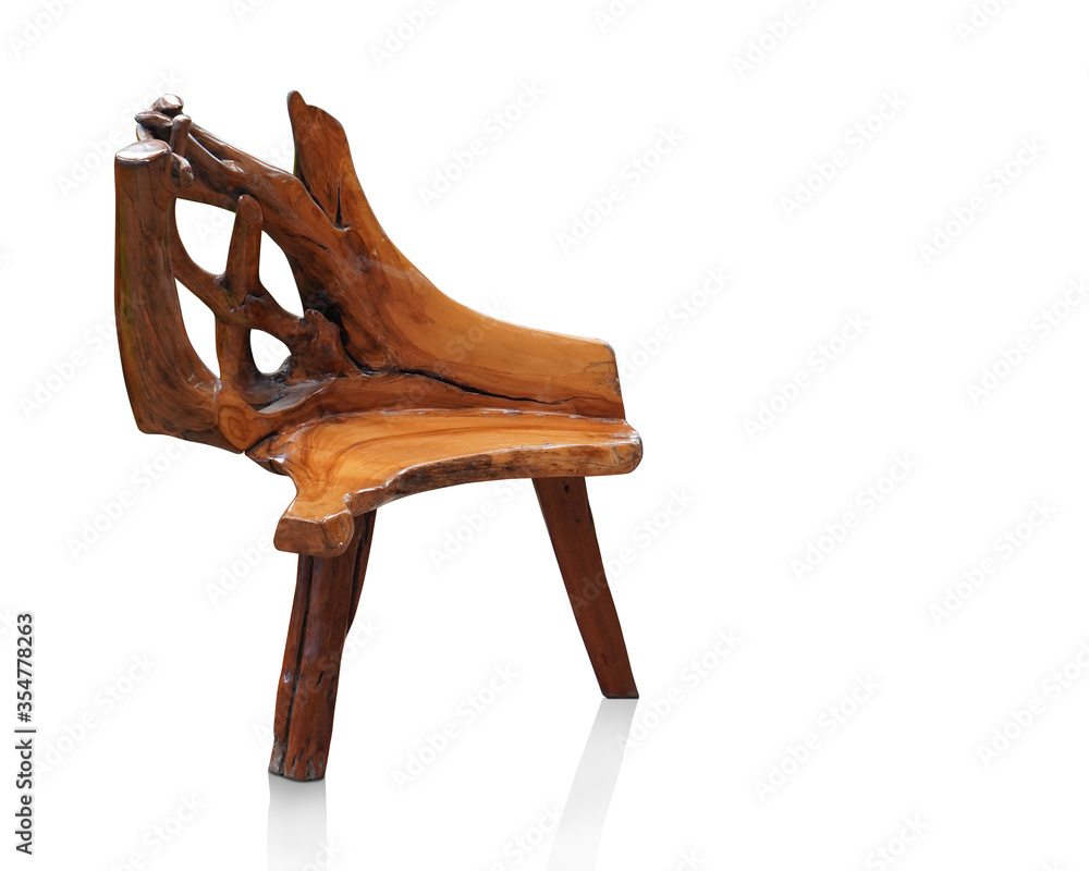 Beautiful brown wooden chair on white background, object, copy space ...