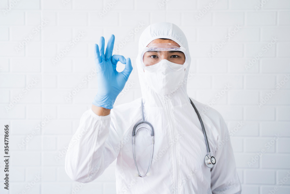 Medical healthcare scientist doctor making hand gesture ok sign ...