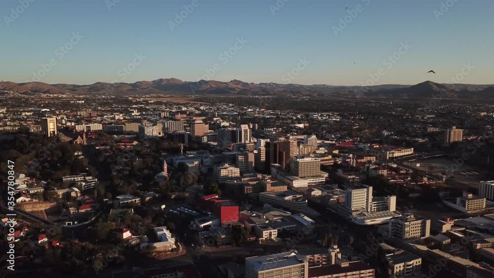 4K aerial afternoon drone video of savanna hills, Windhoek central ...