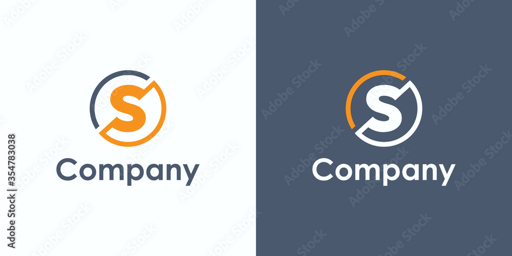 Abstract Initial Letter S Logo. S Icon Linked with Radial Line Outside isolated on Double ...