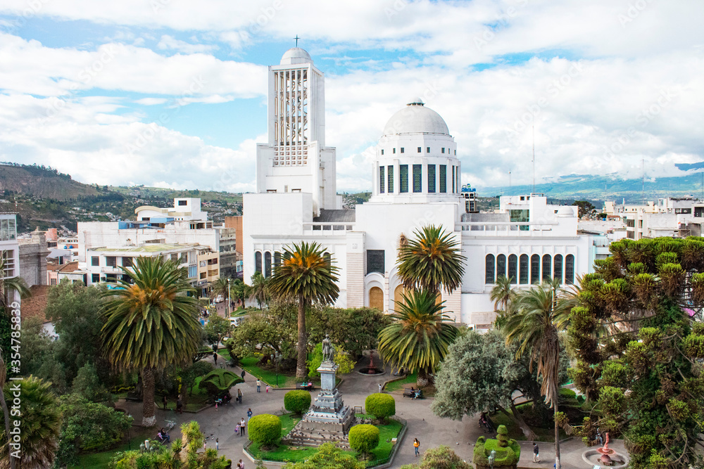 Catedral de Ambato y el parque Montalvo Ecuador Stock Photo | Adobe Stock