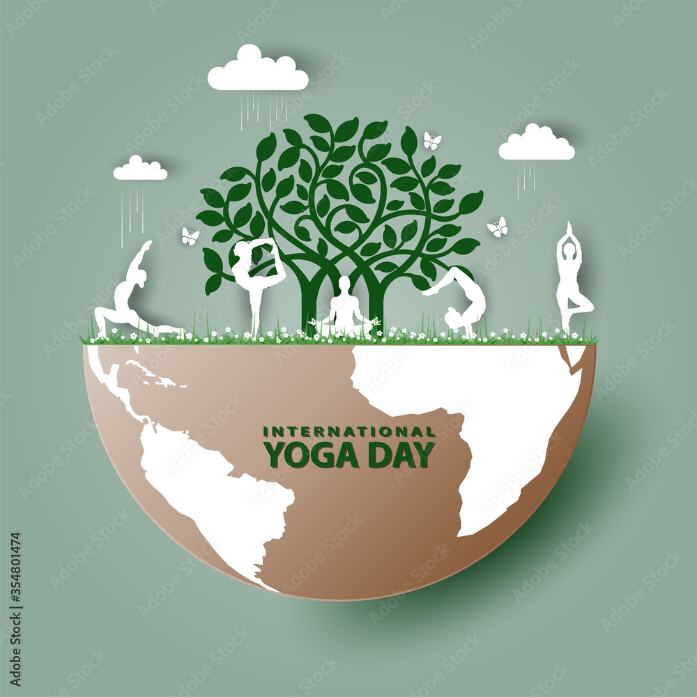 21 june-international yoga day,paper cut yoga body posture, human ...