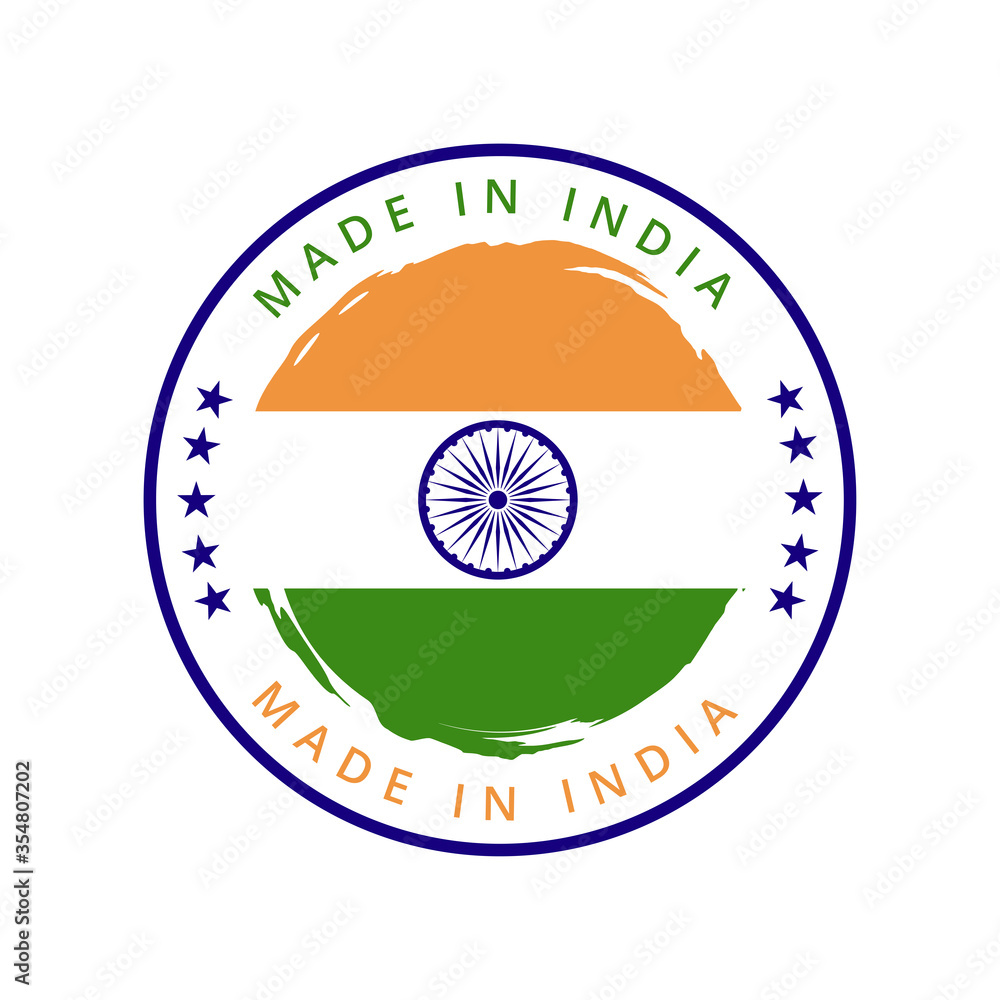 Made in india vector round label Stock Vector | Adobe Stock
