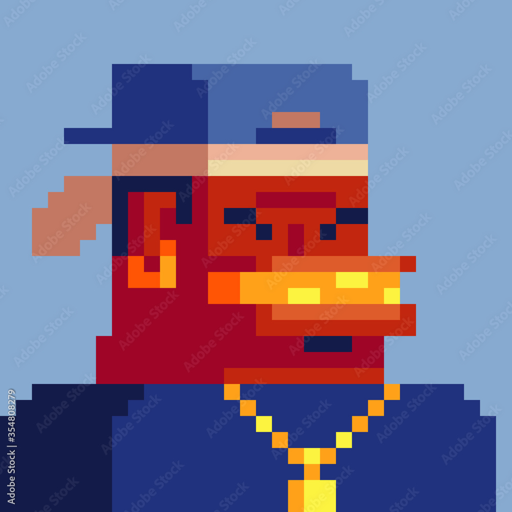Gangster man pixel art style character, african american gangsta rap ...