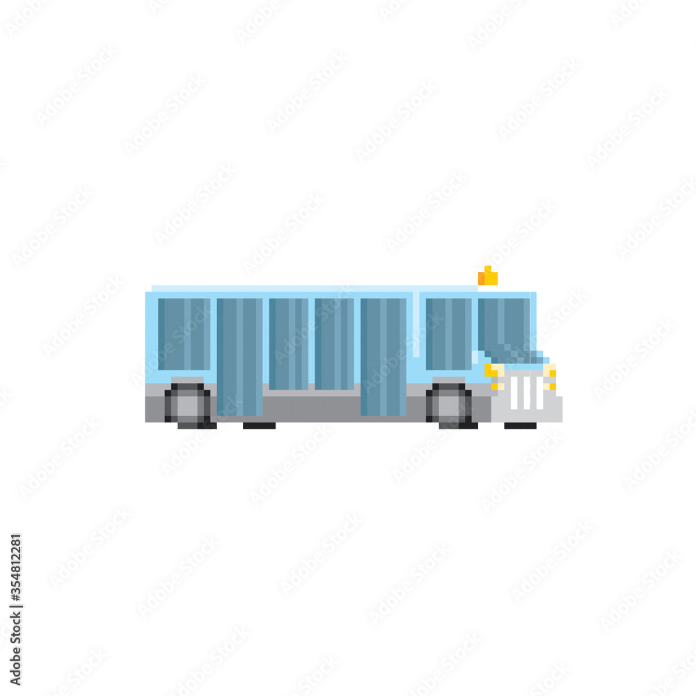 Passenger bus at the airport. Airport bus. Pixel art. Old school ...