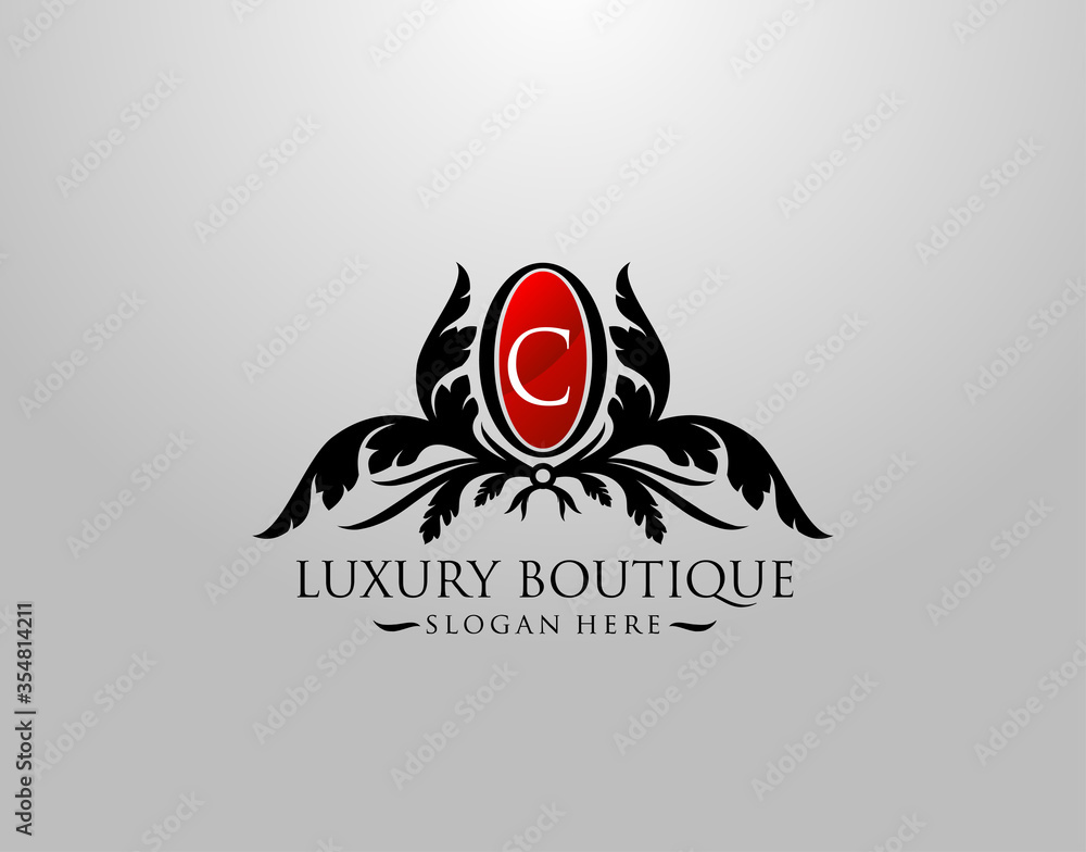 Luxury C Letter Logo. Vintage C Premium Badge Design for Royalty ...